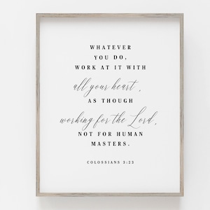 Colossians 3:23 Bible Verse Wall Art Print Scripture Printable Nursery ...
