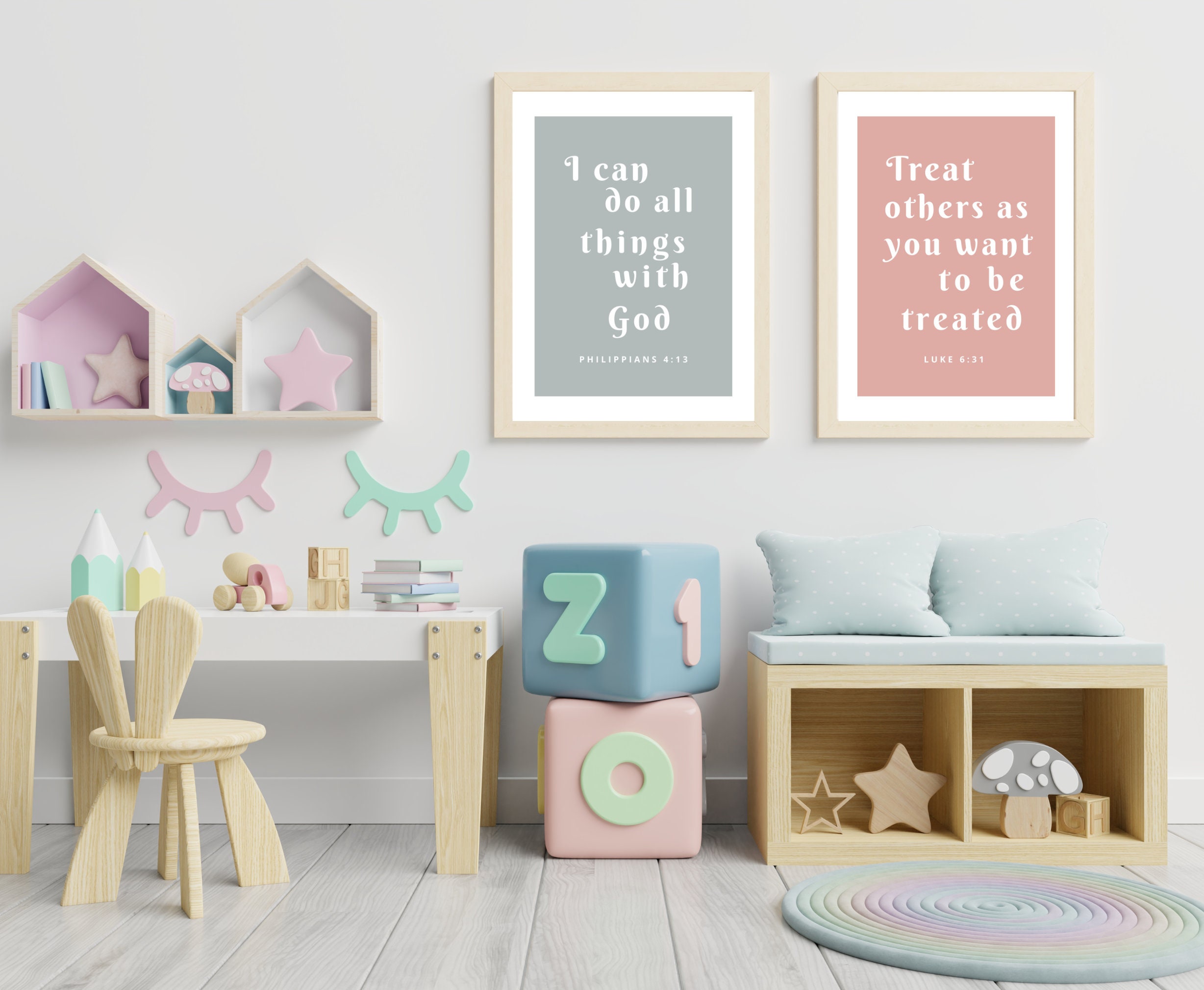 Kids Bible Verse Scripture Poster Wall Art, Church Sunday School ...
