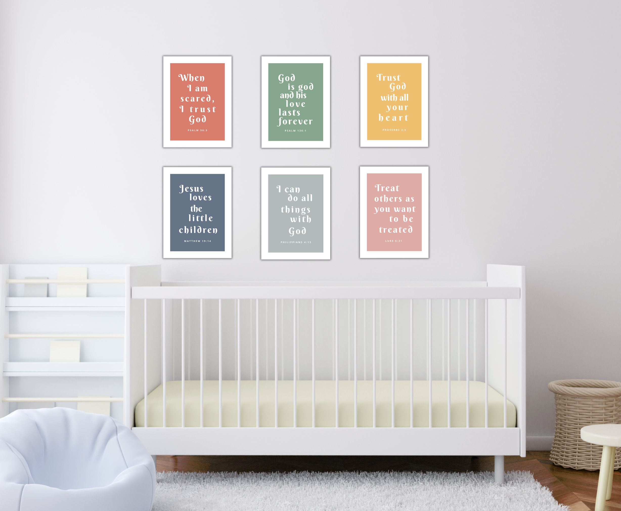 Kids Bible Verse Scripture Poster Wall Art, Church Sunday School ...