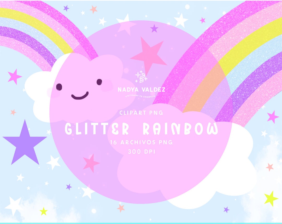 Glitter Rainbow Clipart - Etsy