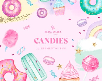 52 Candy Clipart,candy Clip Art,printable,lollipop Clipart,rainbow ...