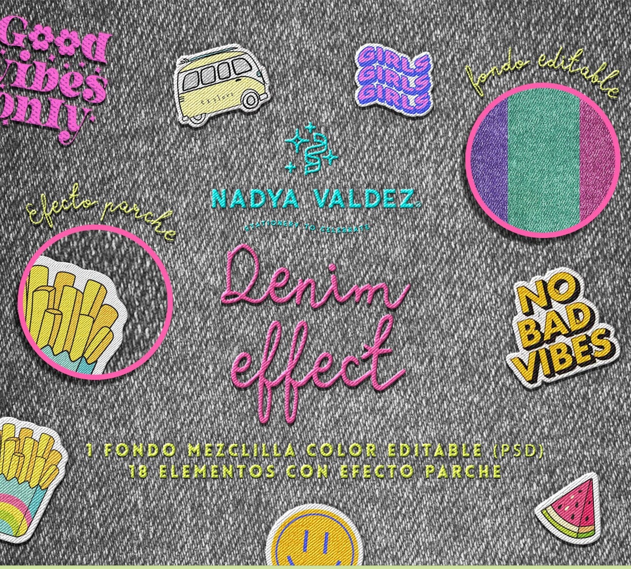 Denim & Patch Effect PSD - Etsy