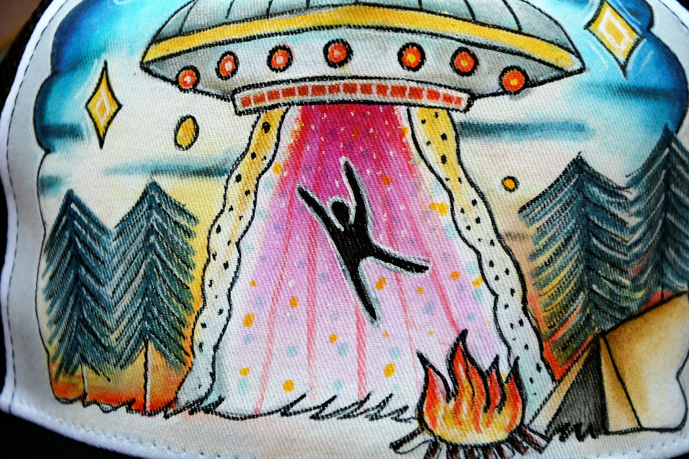 Alien Old School Paint Vintage Ufo Handmade Art - Etsy