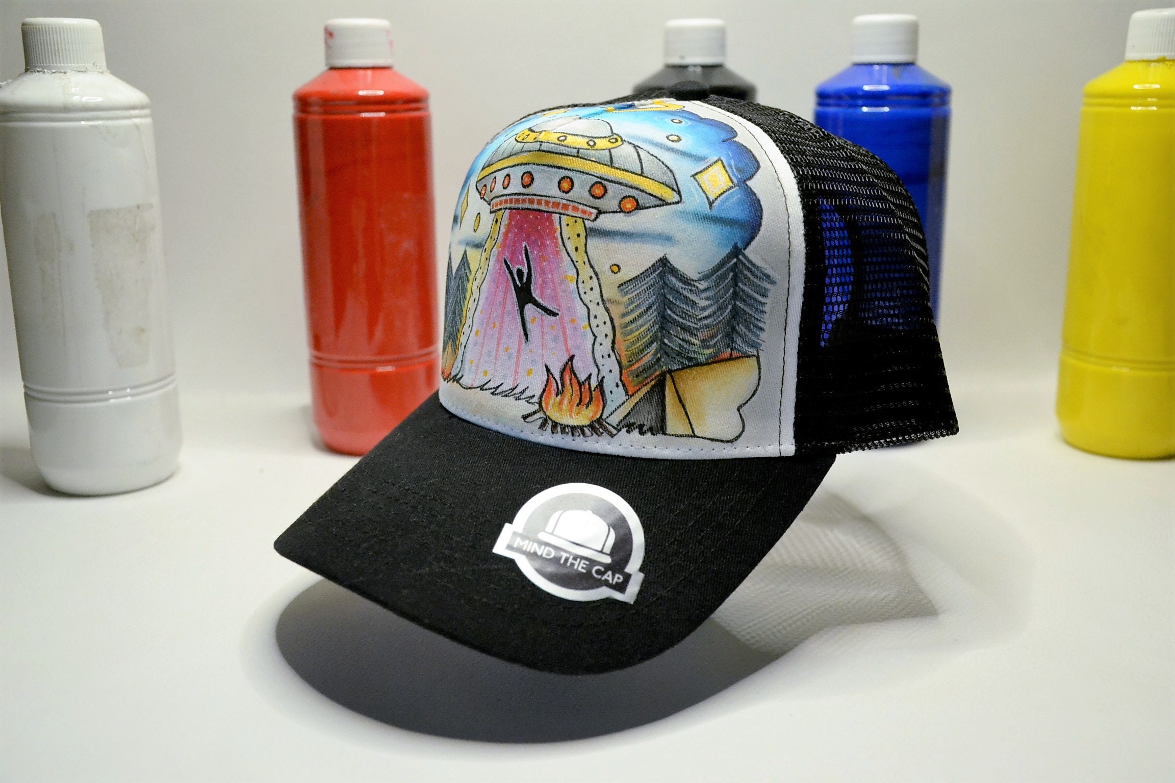 Alien Old School Paint Vintage Ufo Handmade Art - Etsy