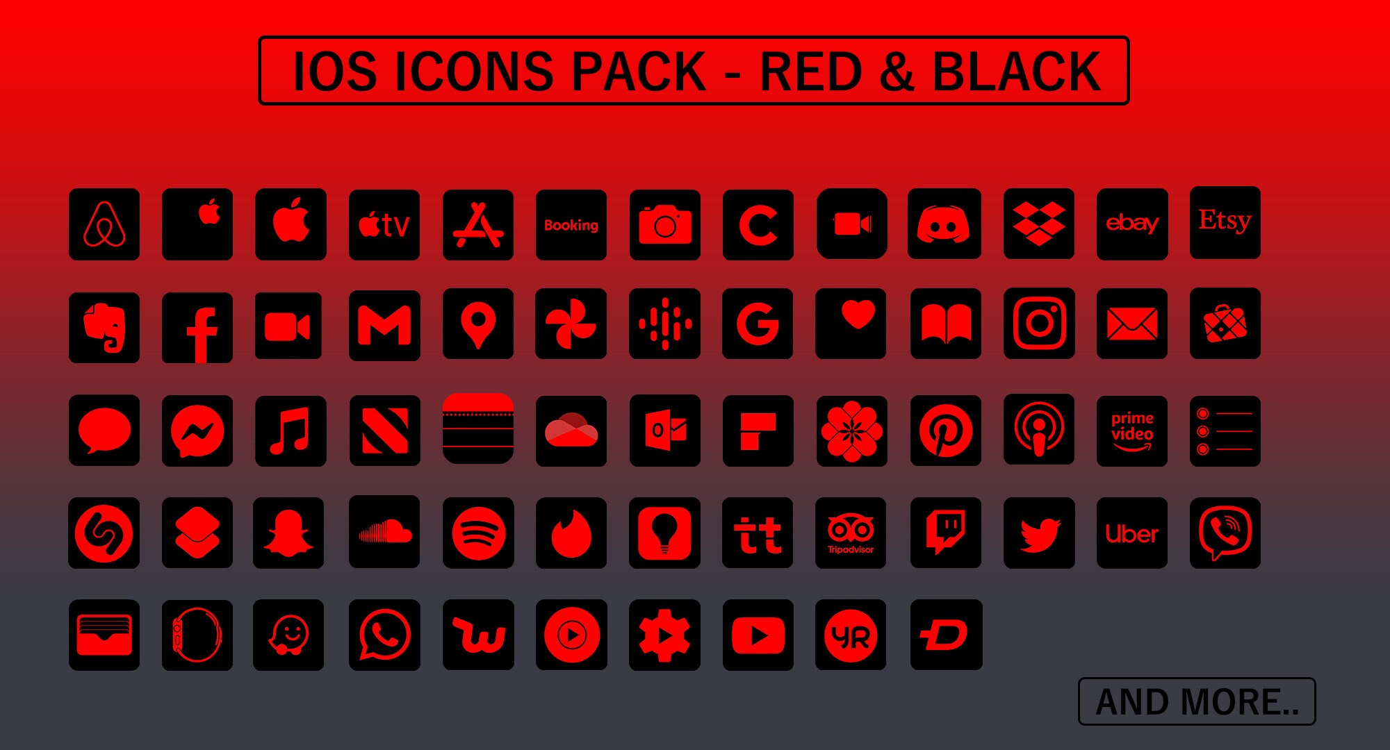 Rojo & Negro 138 iconos clásicos de IOS 14 | Etsy
