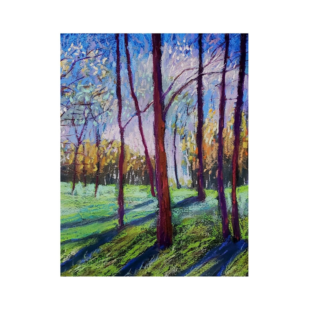 Painting Pastel Original Trees Landscape Framed - Etsy