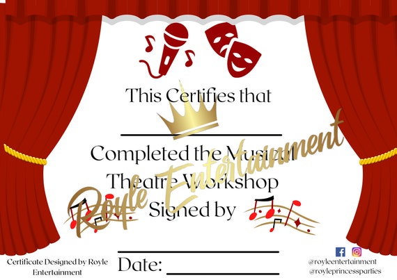 Musical Theatre Certificate for Workshops and Schools - Etsy