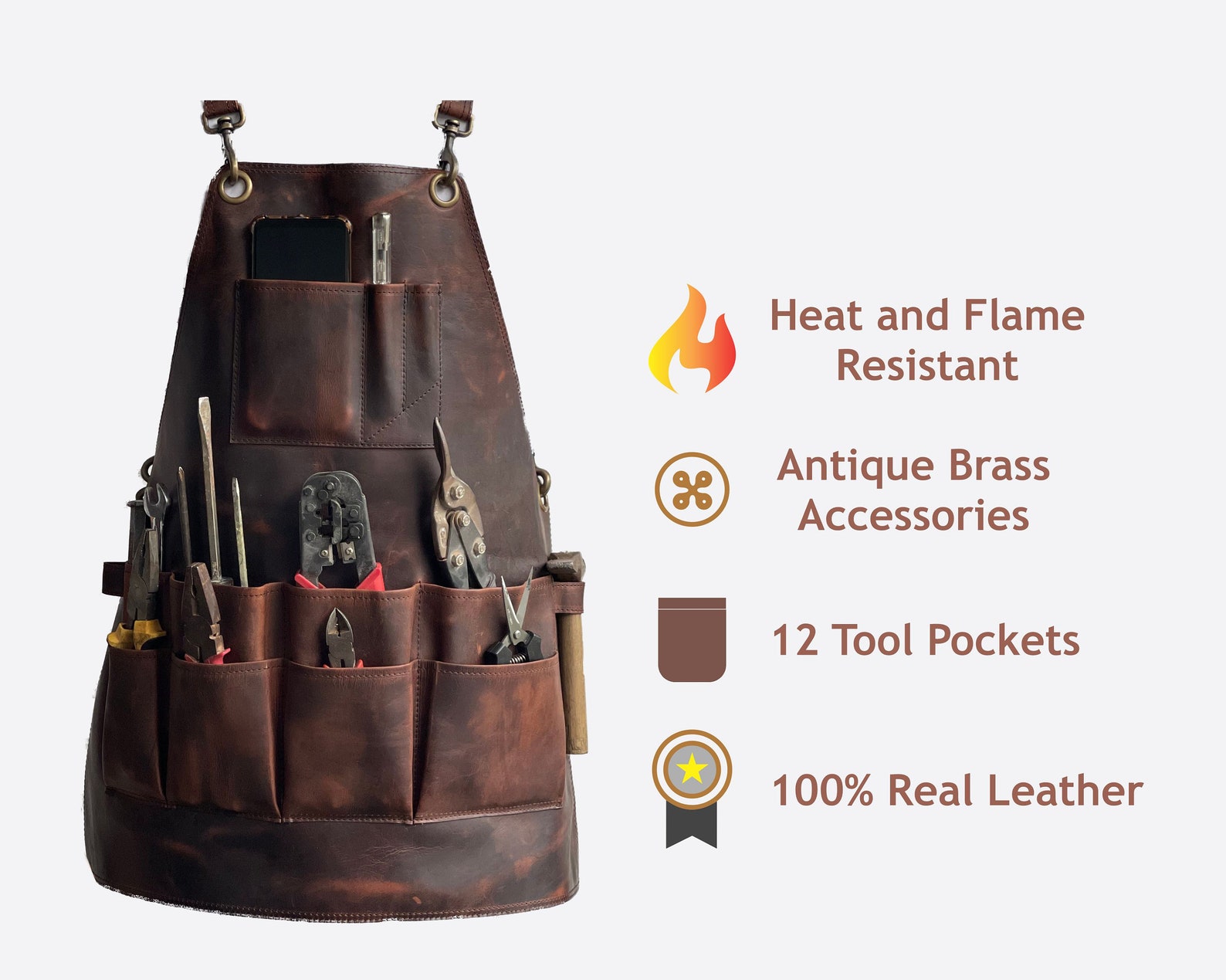 Leather Apron With 12 Tool Pockets Heat & Flame Resistant | Etsy