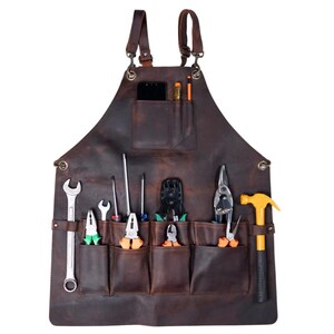 Leather Apron With 12 Tool Pockets Heat & Flame Resistant Heavy Duty ...