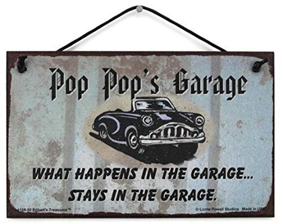 Pop Pop's Garage Vintage Style Sign With Classic Car What | Etsy