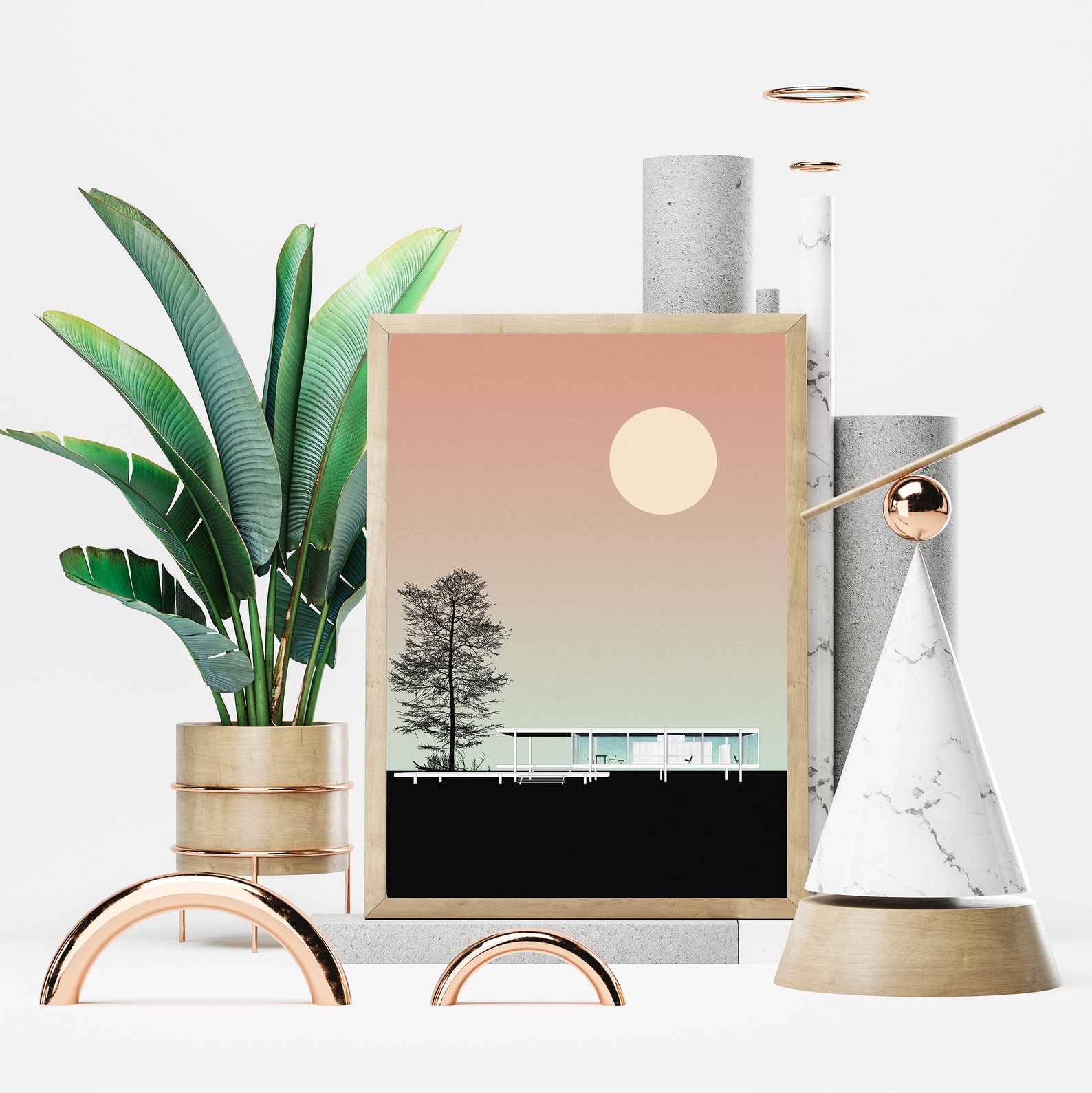 Farnsworth House Architecture Art Print | Graphic Illustration Abstract ...