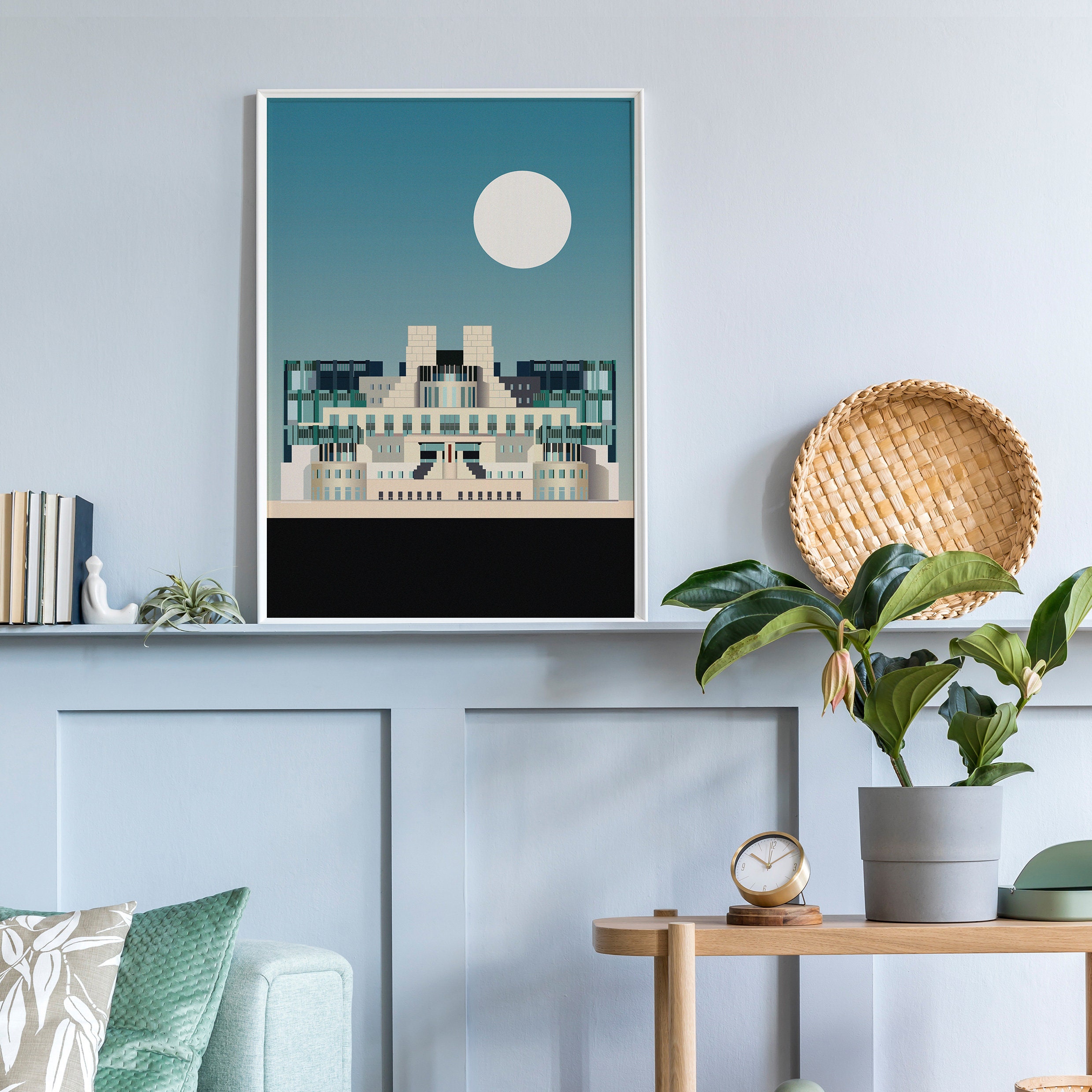 MI6 Building London Vauxhall Modern Architecture Art Print | Graphic ...