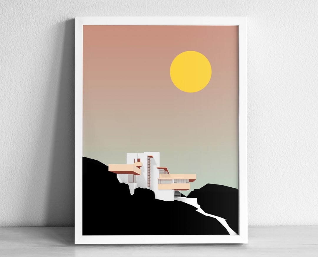 Fallingwater Modern Architecture Art Print | Graphic Illustration ...