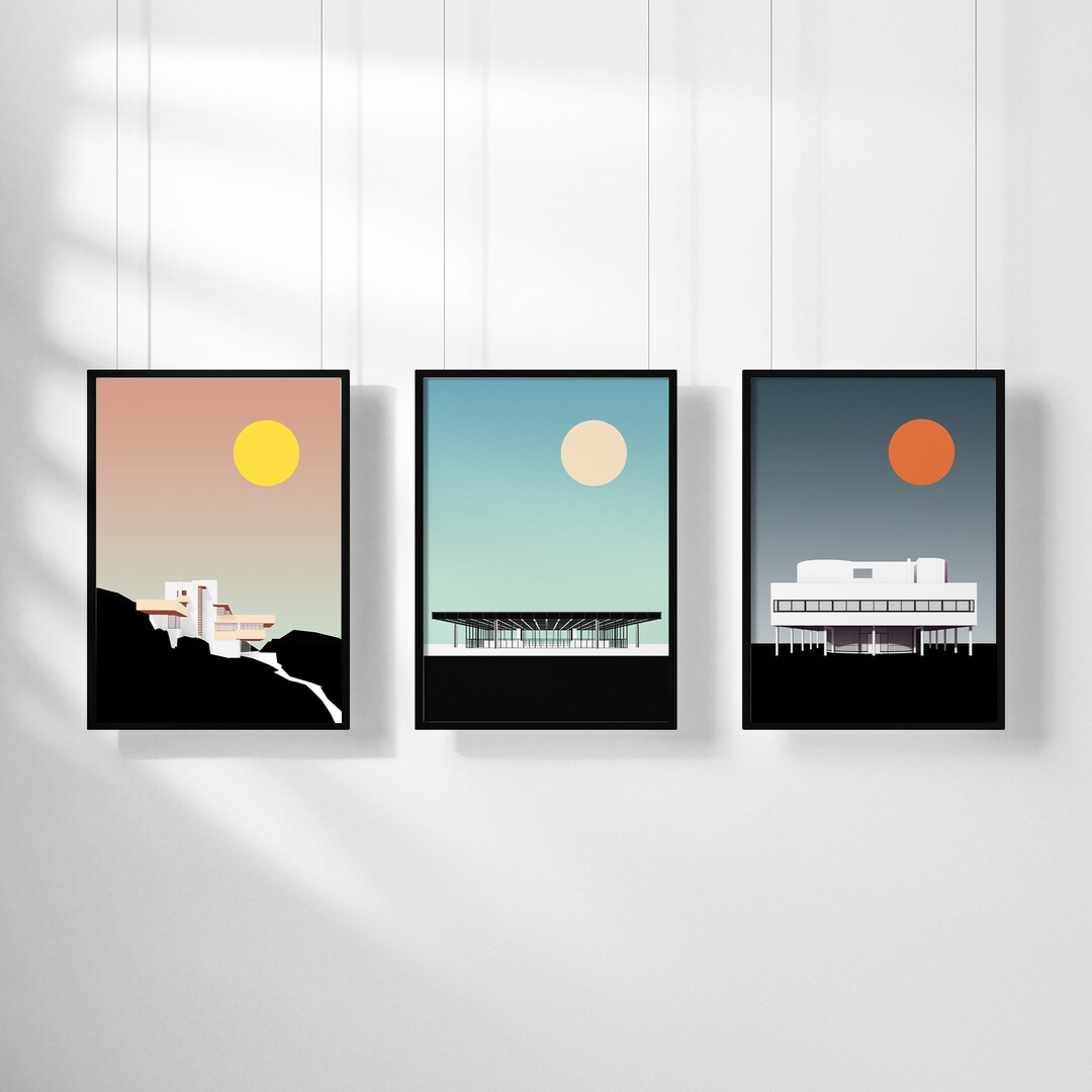 Printable Modernist Gallery Digital Art Print Set | Modern Architecture ...