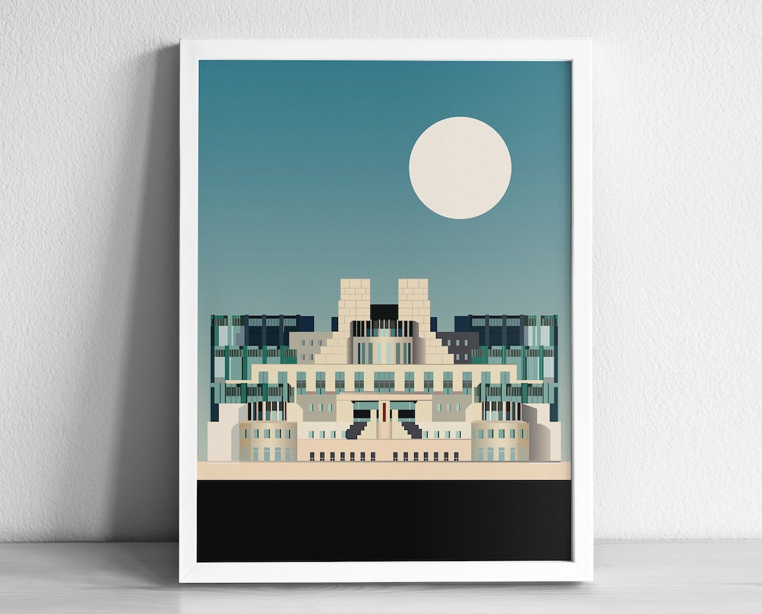 MI6 Building London Vauxhall Modern Architecture Art Print | Graphic ...