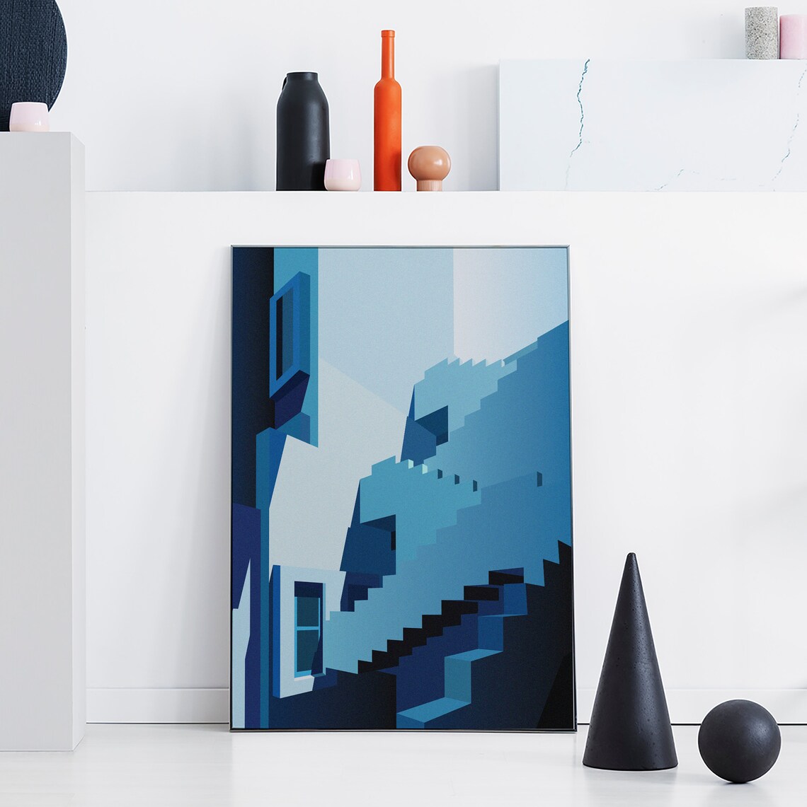 Muralla Roja Blue Abstract Art Print Postmodern Architecture - Etsy