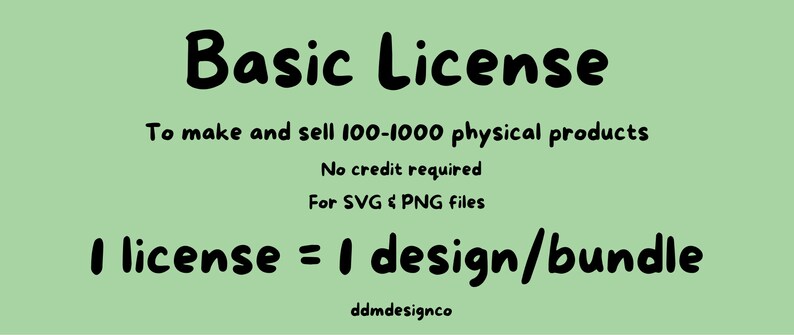 BASIC License Licensing for Use of SVG & PNG Files Digital Download ...