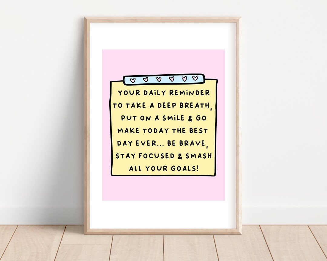 Positive Post It | Positive Print | Pretty Office Decor | Motivational ...