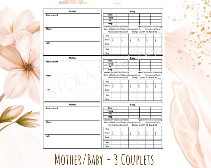 Mother/baby Report Sheet 3 Couplets - Etsy