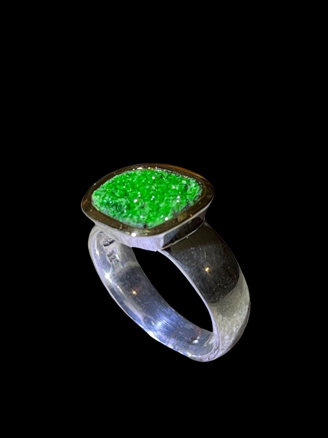 Uvarovite Green Ring in Silver With Gold Plated Setting - Etsy
