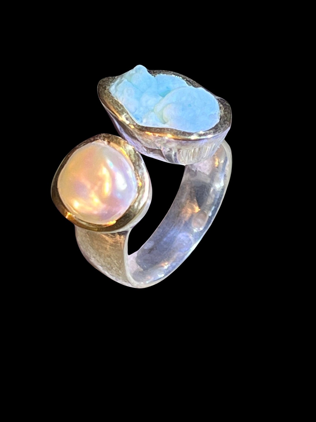 Pearl and Calcite Ring South Sea Treasure - Etsy