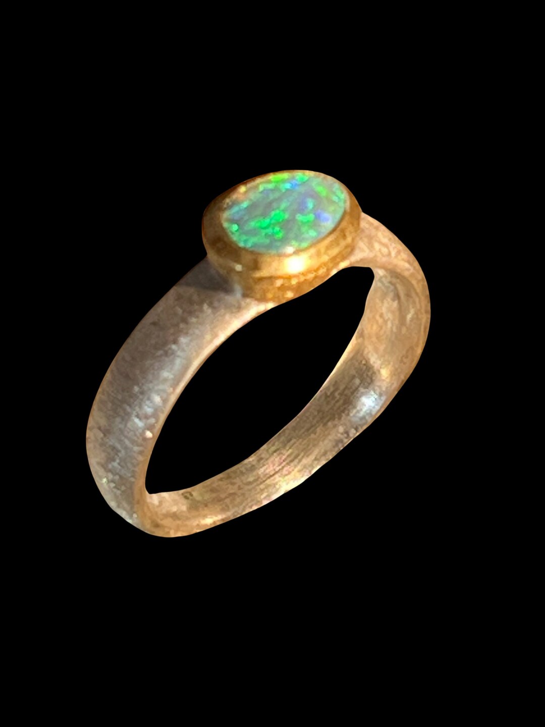Black Opal Lightning Ridge Ring in Silver With Gold-plated Setting - Etsy