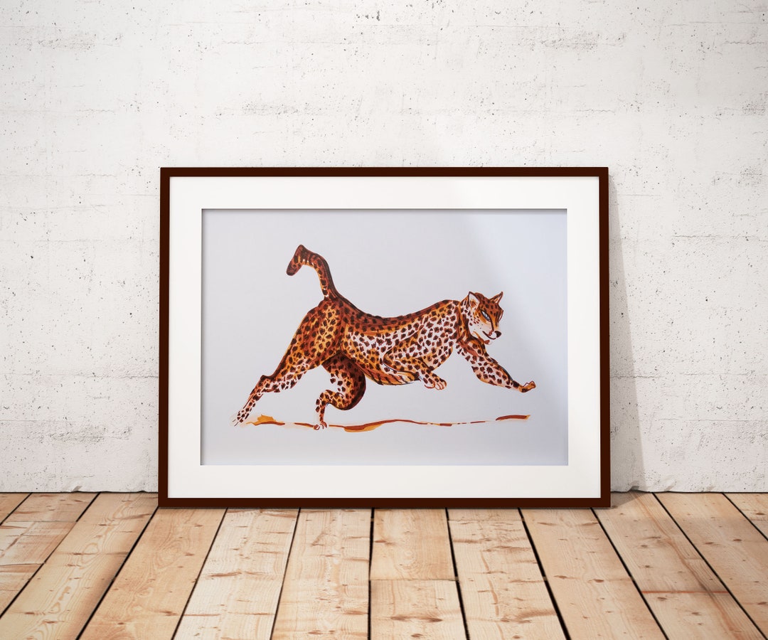 Original Cheetah Work - Unique Copy in Indian Ink, Poster A3 - Etsy