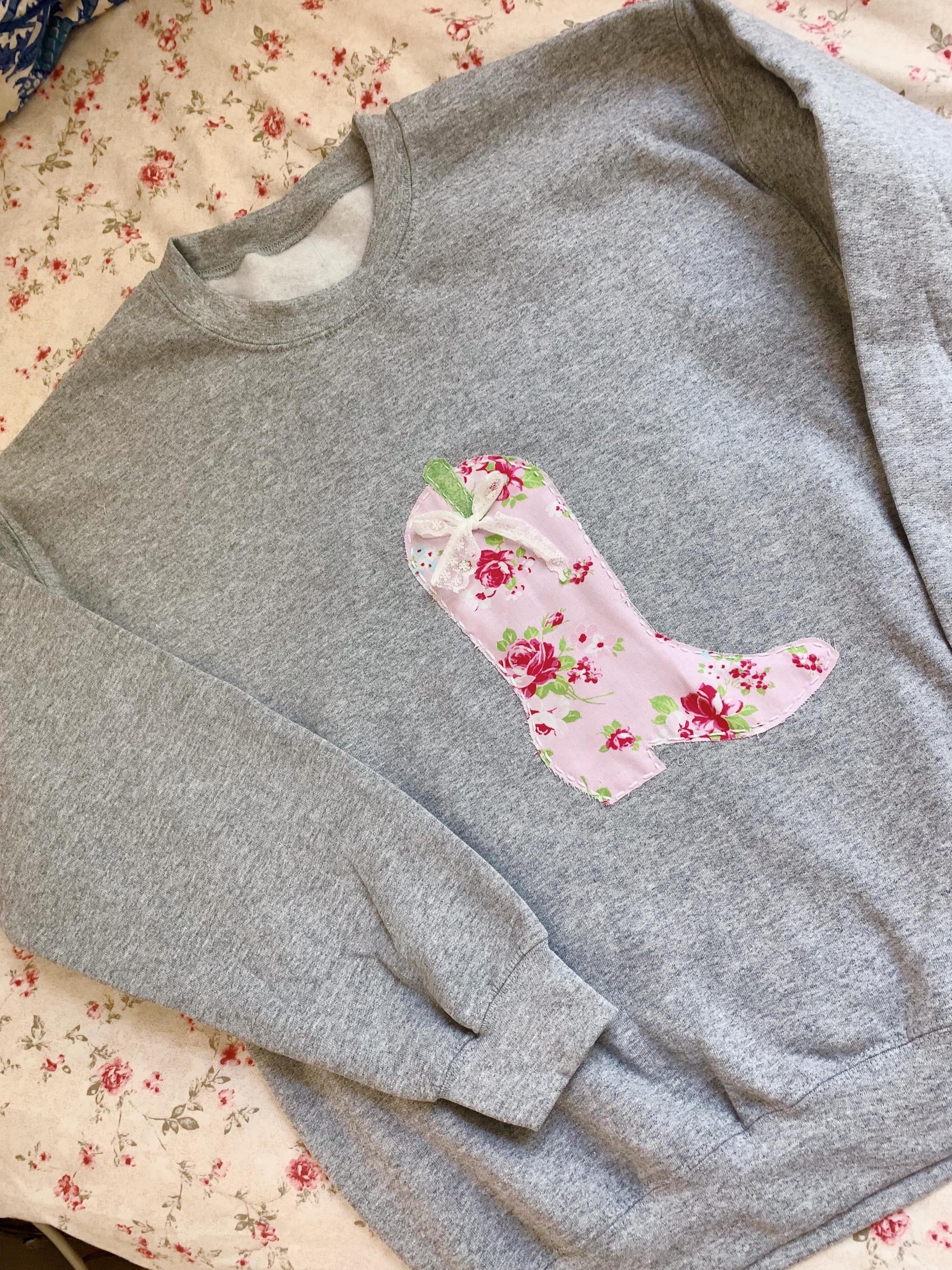 Hand Stitched Cowboy Boot Sweatshirt Cute Hoodies for Women Sweatshirts ...