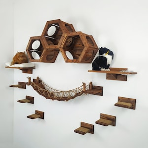 Cat Hexagon Wall Bed, Feeder Wall Cat, Cat Wall Furniture Set, Cat ...
