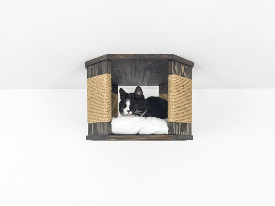 Ceiling Cat Octagon Bed Shelf With Pillow, Cat Perches, Cat Wall Bed ...