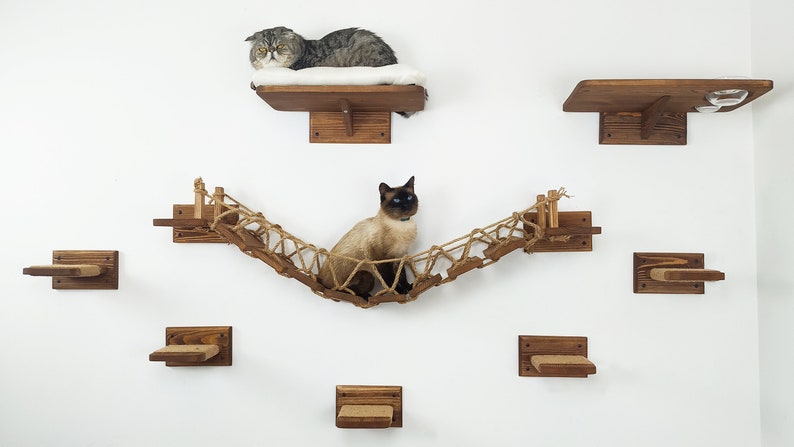 Cat Bridge for Wall Brown 5 Steps Cat Bridge Cat Shelves - Etsy