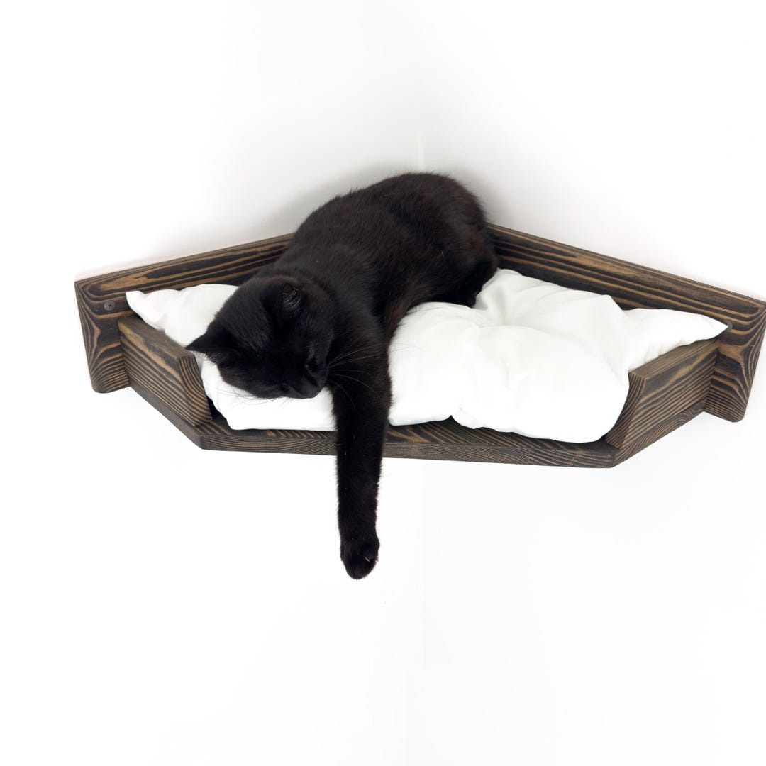 Cat Bed Wall Mounted Corner Cat Bed Comfortable Kitten Tree Bed Wooden ...