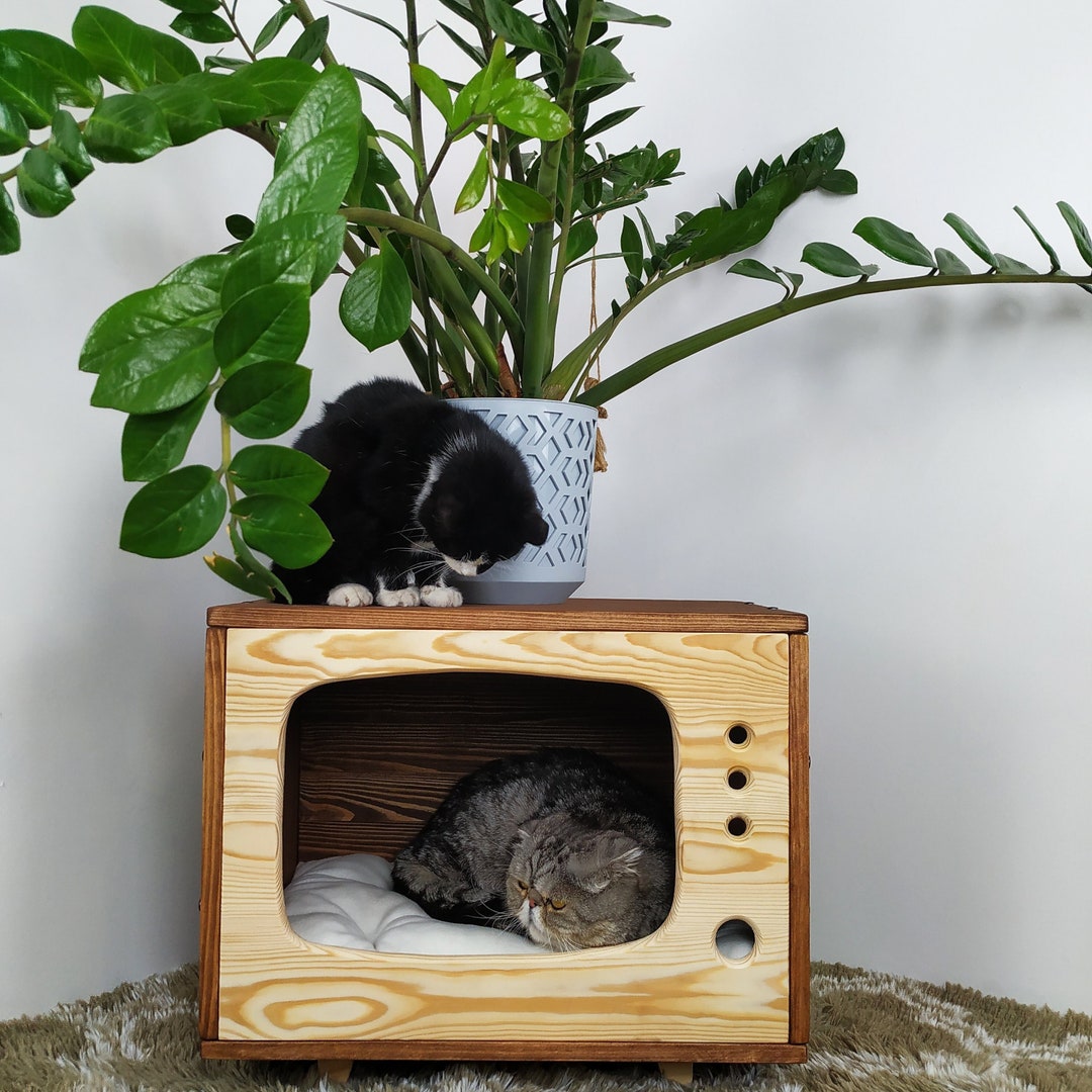 Handmade Cat Bed, Wooden Cat House, Cat House Indoor, Eco Wood Cat ...