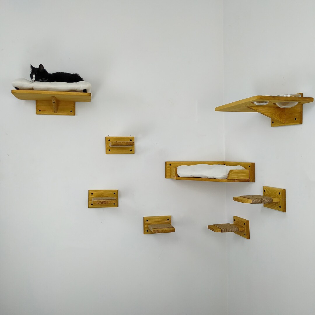 Set Corner Cat Bed Light Cat Wall Furniture Cat Bed 5 Cat - Etsy