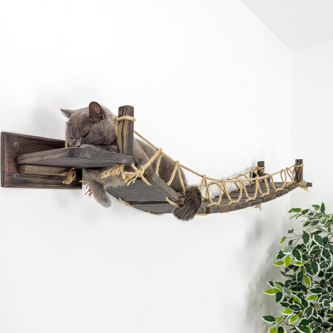 Cat Bridge for Wall – Wooden Jute-roped Floating Bridge - Etsy