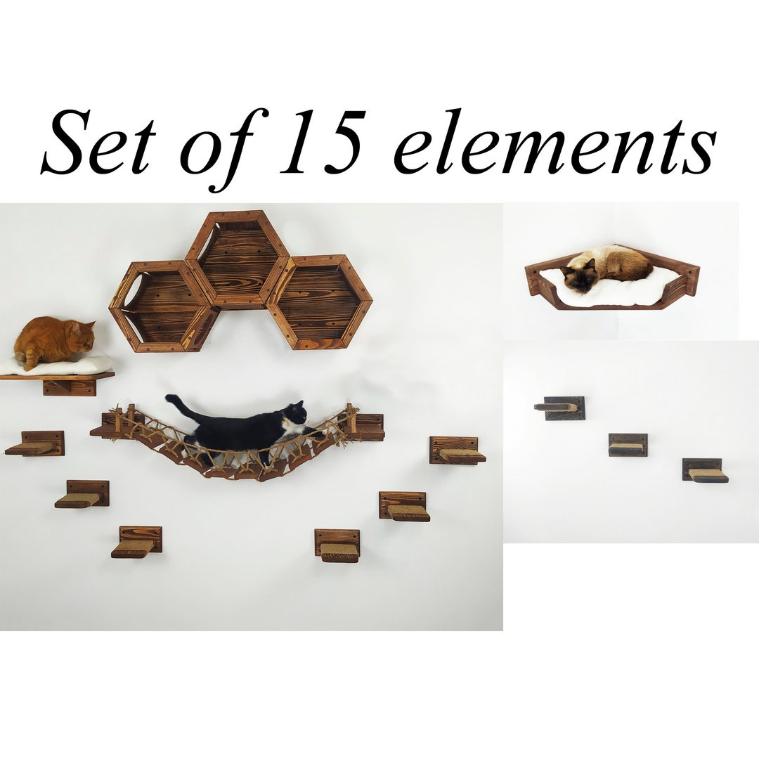 Custom Set 3 Hexagon, Cat Bridge for Wall, 9 Steps, Cat Bridge, Cat ...