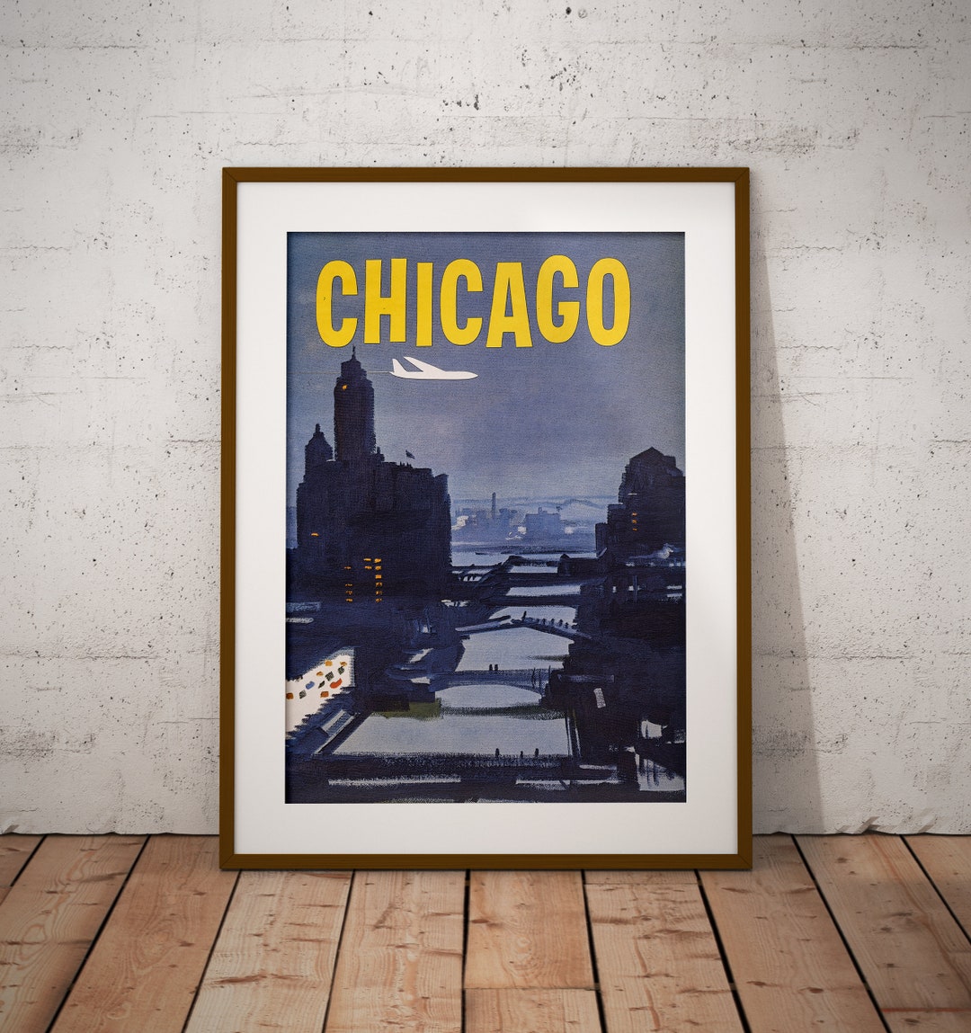 Chicago Travel Poster, Vintage Poster, Wall Print, Wall Poster, Retro ...
