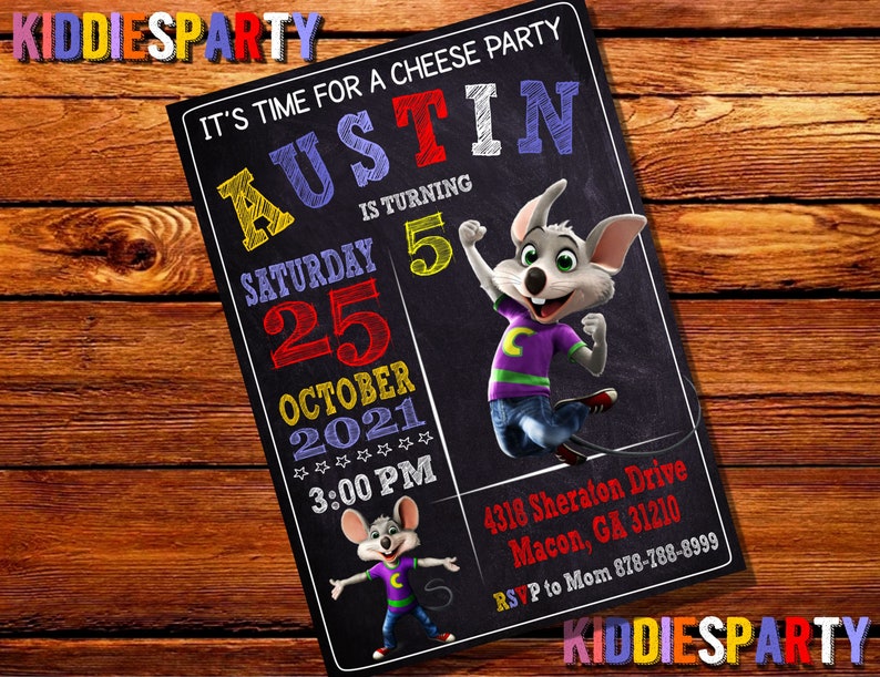 Chuck E Cheese Invitation,chuck E Cheese Birthday,chuck E Cheese Party ...