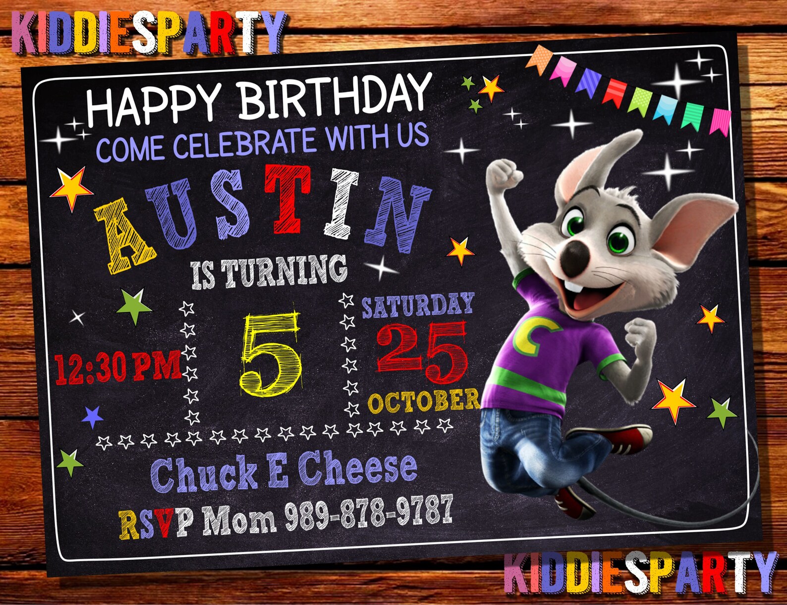 Chuck E Cheese Invitation,chuck E Cheese Birthday,chuck E Cheese Party ...