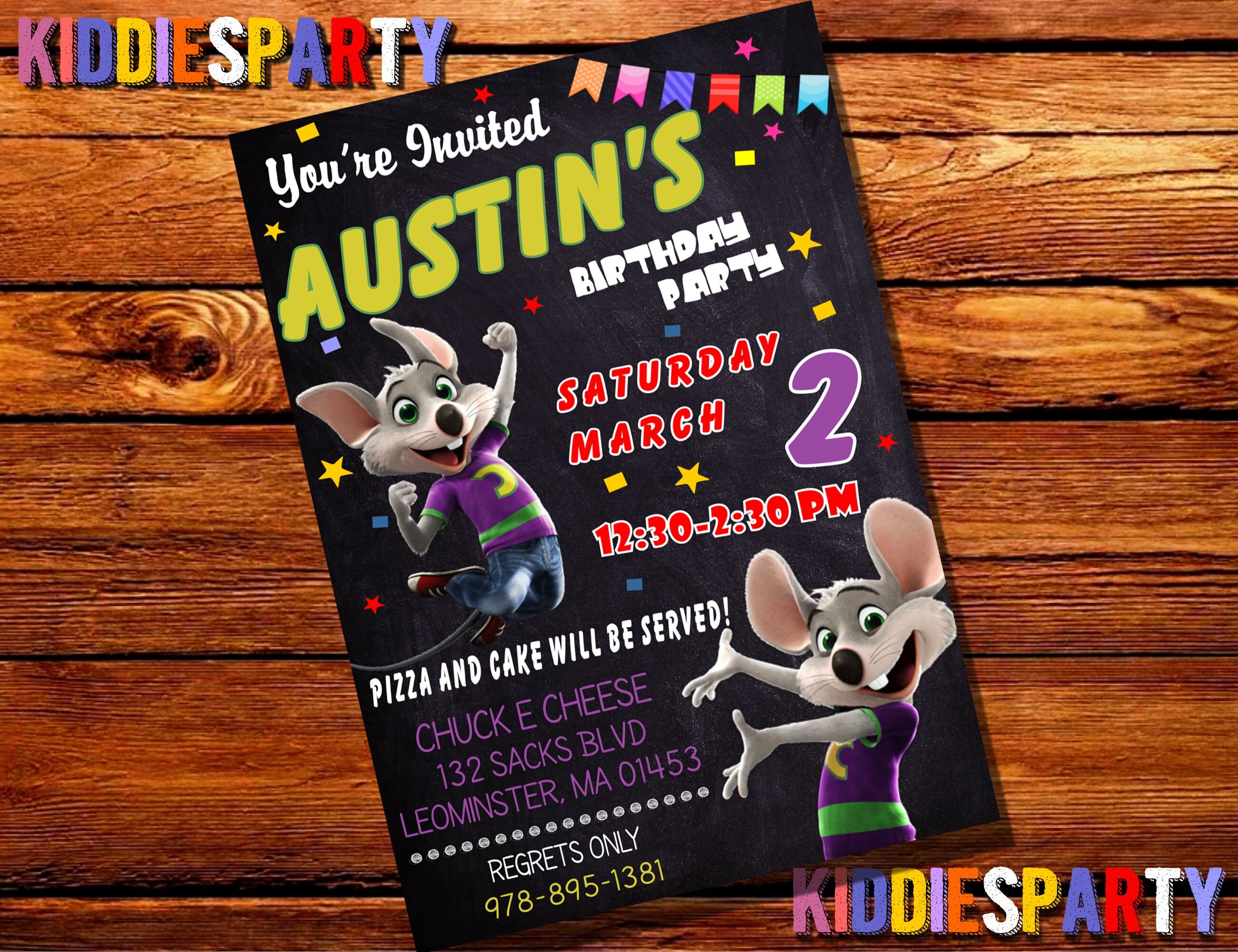 Chuck E Cheese With Photo Invitation,chuck E Cheese Birthday,chuck E ...