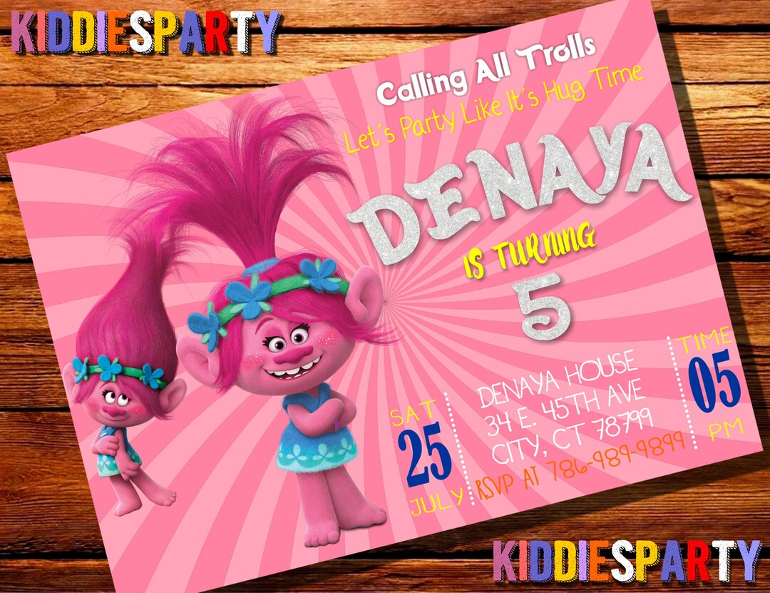 Trolls 2 World Tour Invitation,trolls 2 World Tour Birthday,trolls 2 ...