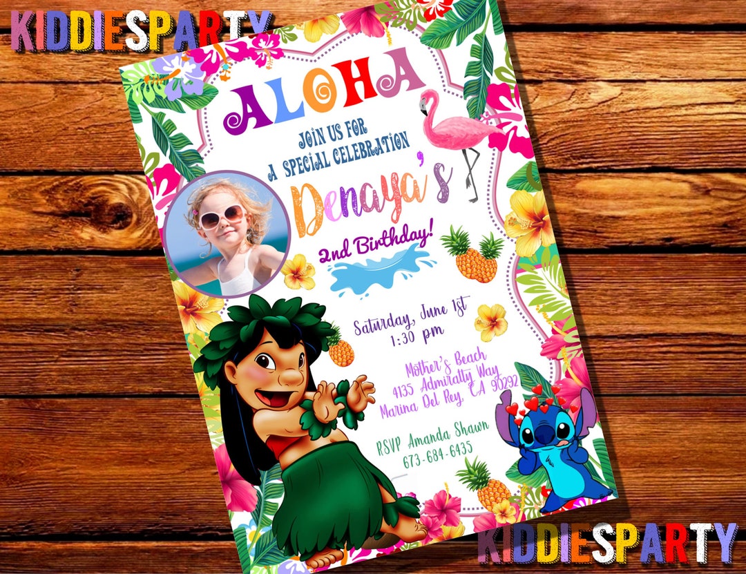Lilo and Stitch Invitation With Photo, Lilo and Stitch Birthday, Lilo ...