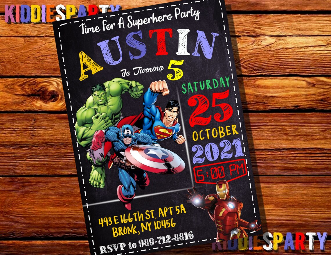Superhero Invitation,Avengers Invitation, Avengers Birthday, Superhero ...