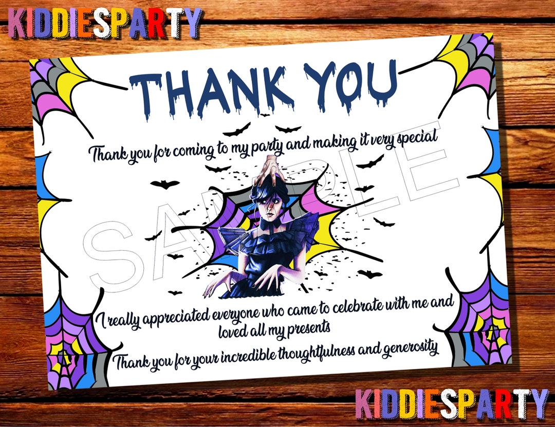 Wednesday Thank You Card, Wednesday Addams Invitation,wednesday ...