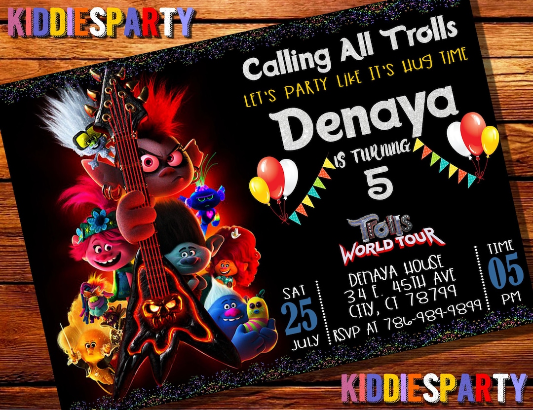 Trolls 2 World Tour Invitation,trolls 2 World Tour Birthday,trolls 2 ...