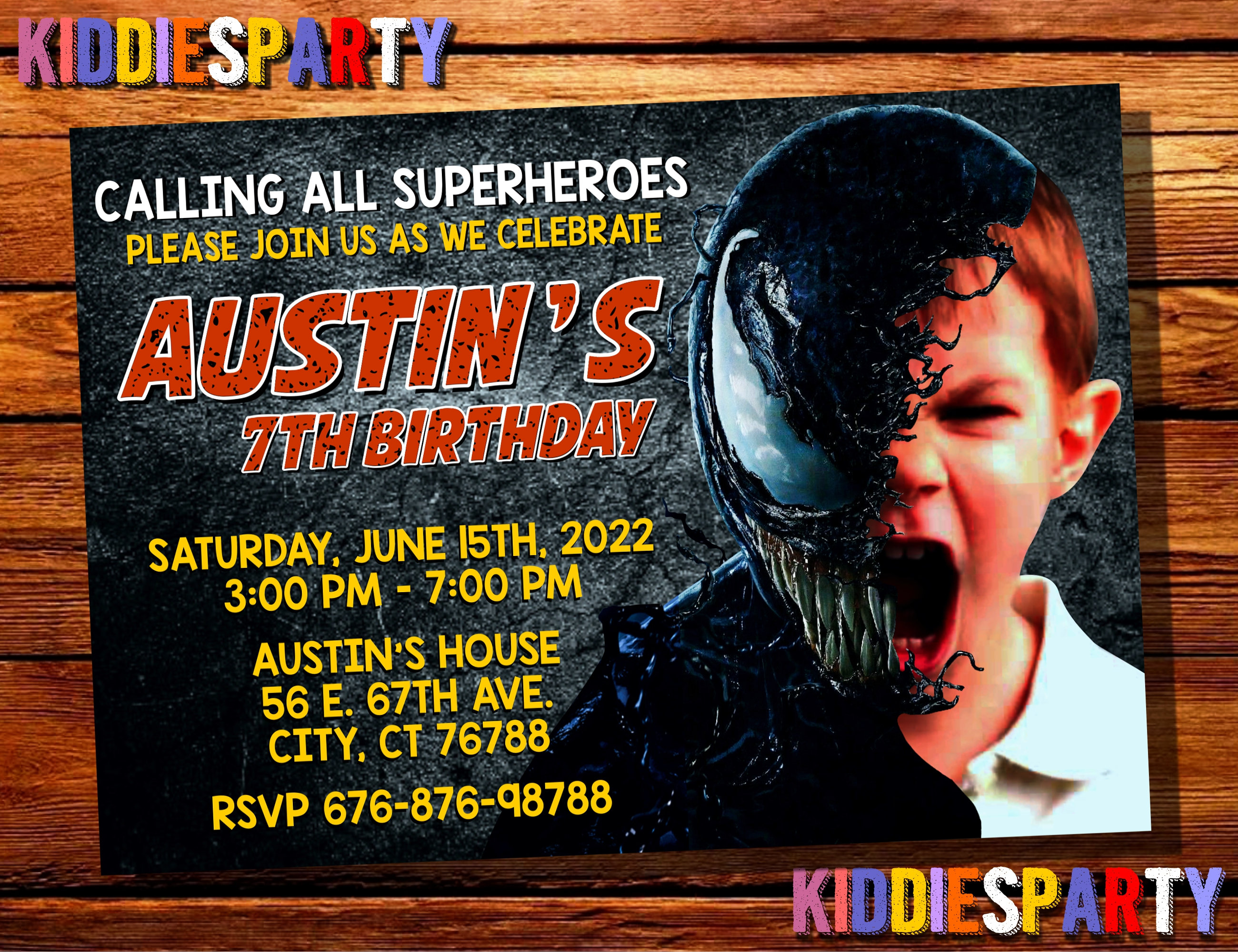 Venom Birthday Invitationsuperhero Birthday - Etsy