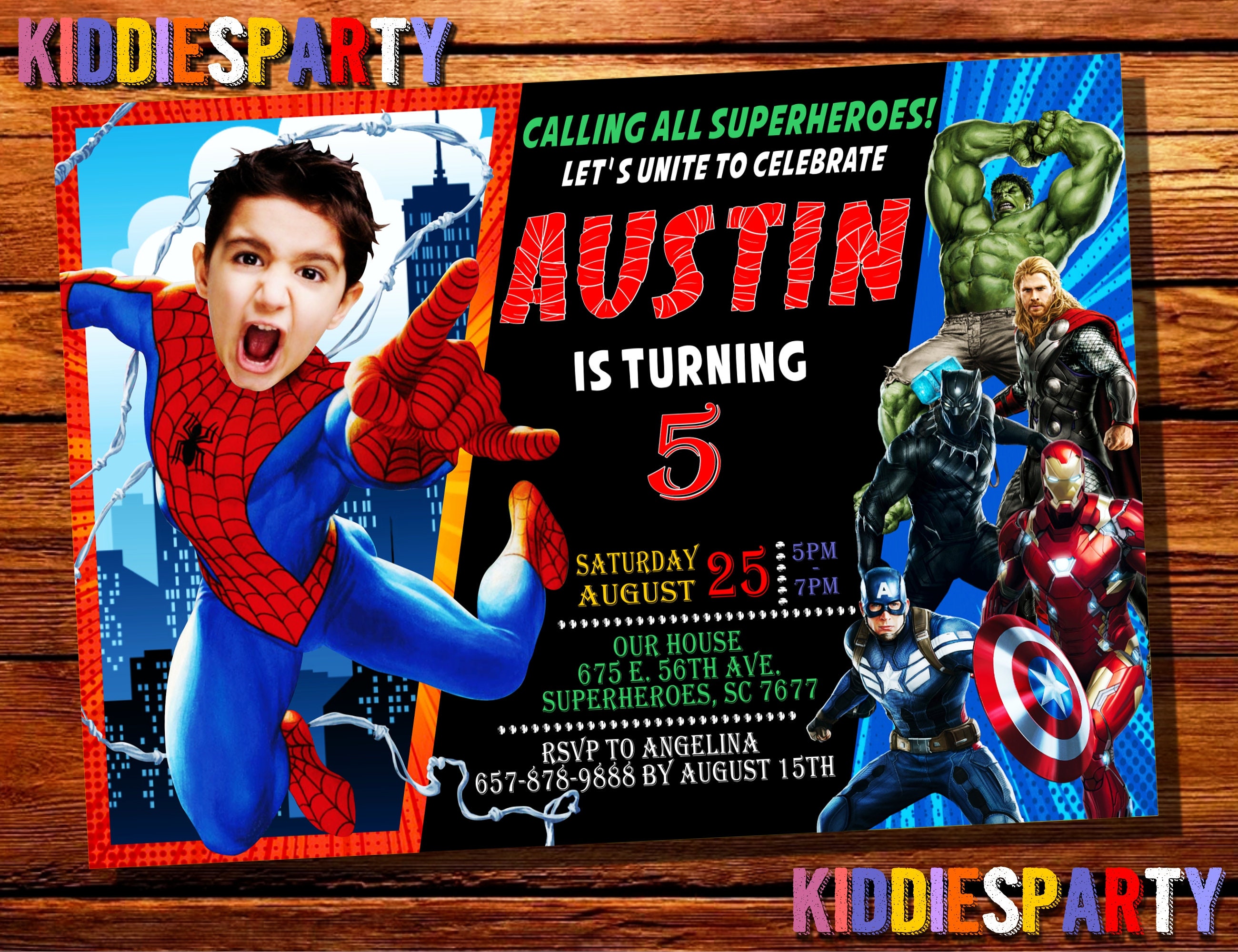 Spiderman and Superheroes Invitation, Spiderman Invitation, Superhero ...