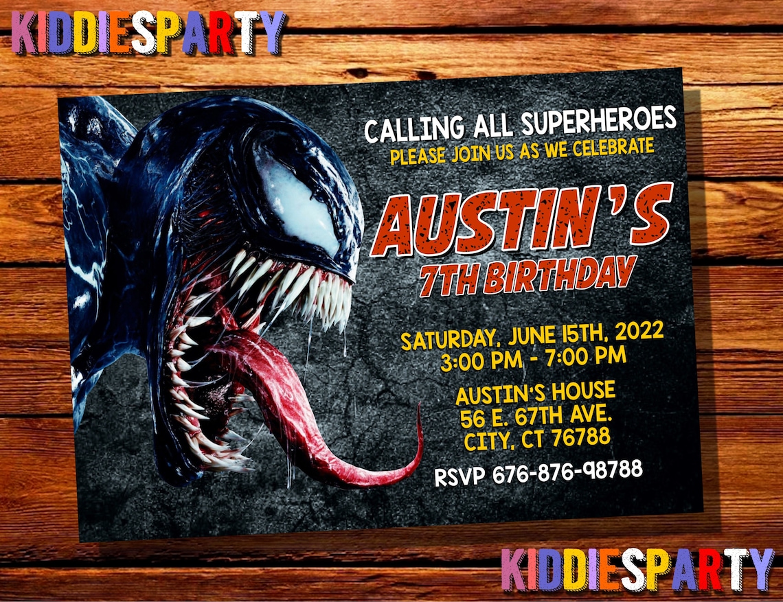Venom Invitation,venom Birthday Invitation,venom Birthday Card ...