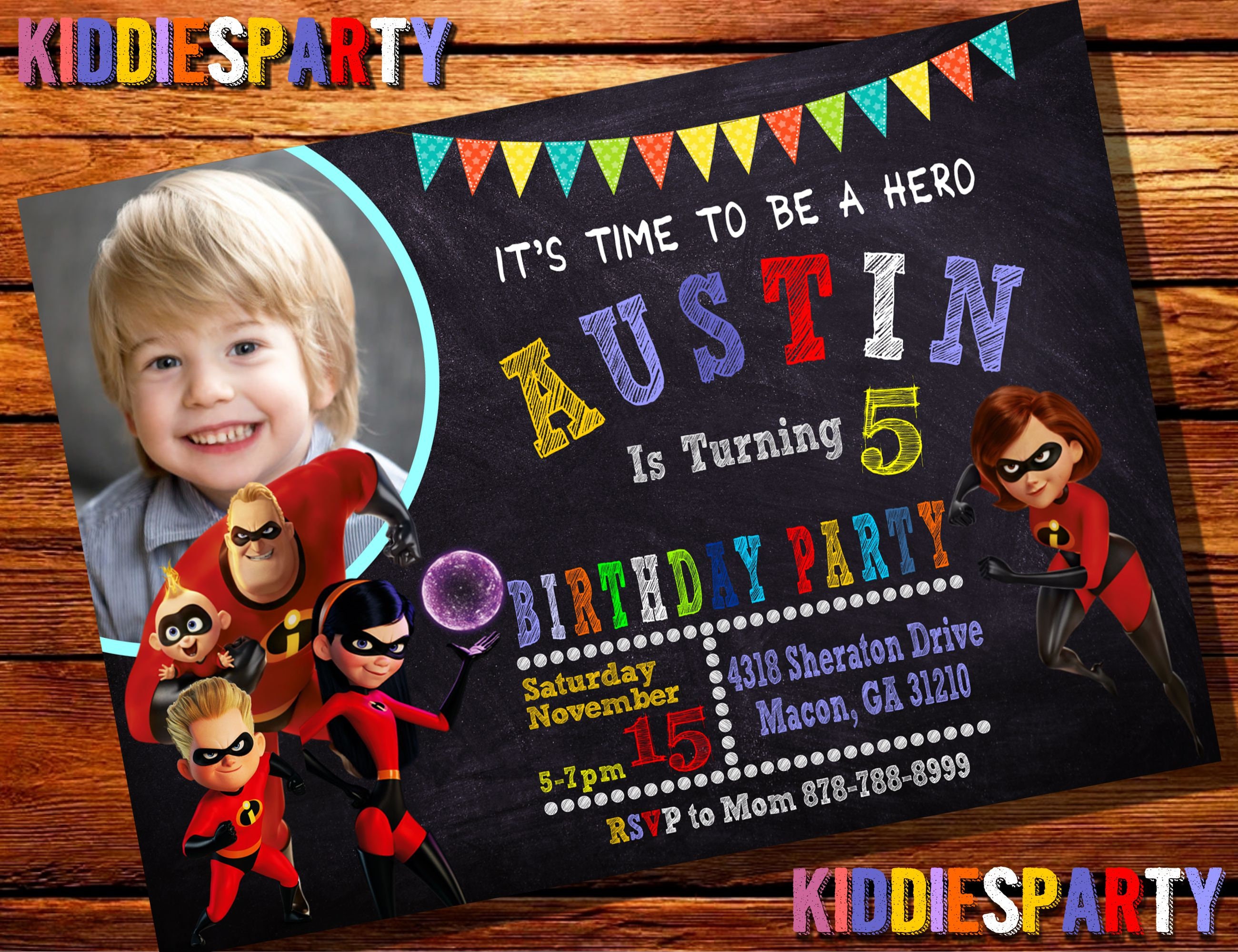 The Incredibles Invitation With Photo,the Incredibles Invitation,the ...