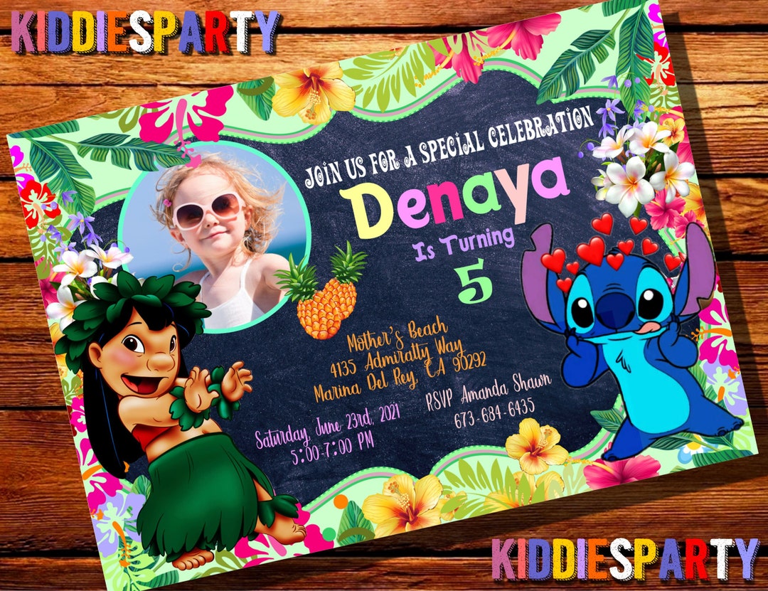 Lilo and Stitch Invitation With Photo, Lilo and Stitch Birthday, Lilo ...